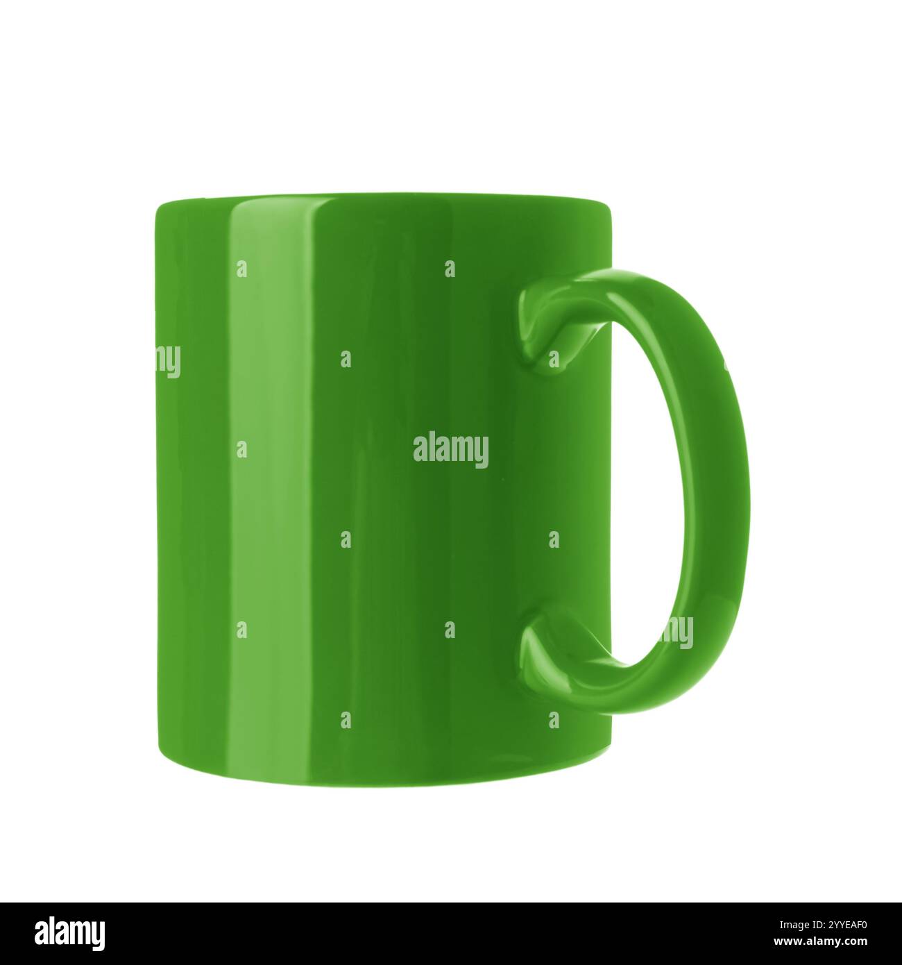 Blank bright green cup isolated on white. Mockup for design Stock Photo ...