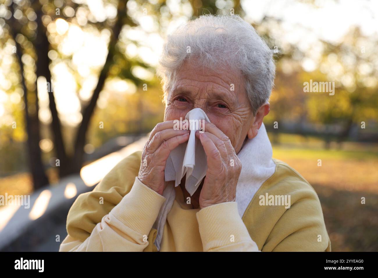 Elderly woman runny nose hi-res stock photography and images - Alamy