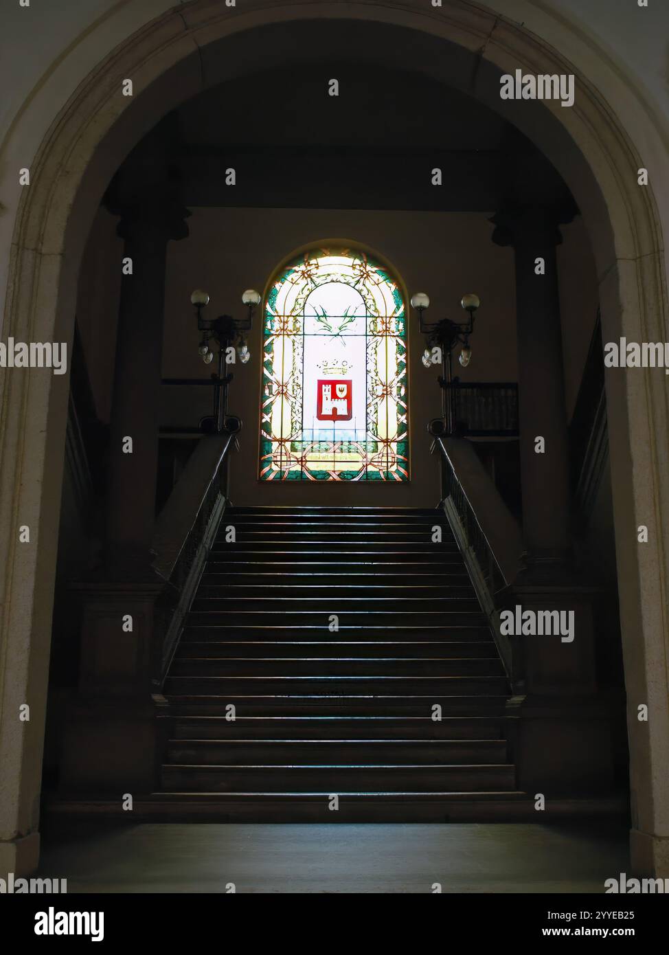 Stairs of historic palace in Vigevano, Pvia province, Lombardy, Italy ...