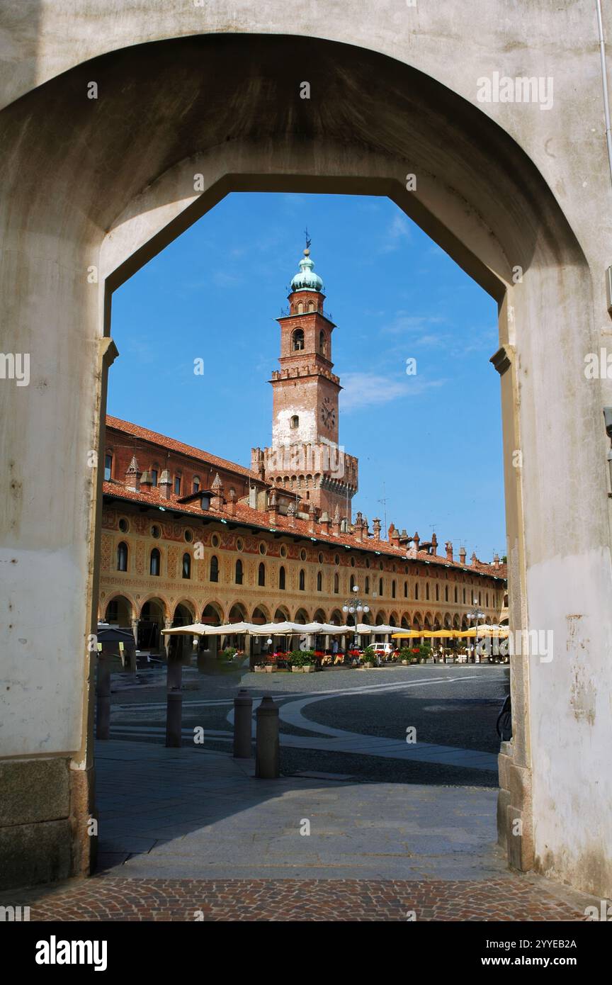 Piazza Ducale, the main square of Vigevano, Pavia province, Italy Stock ...