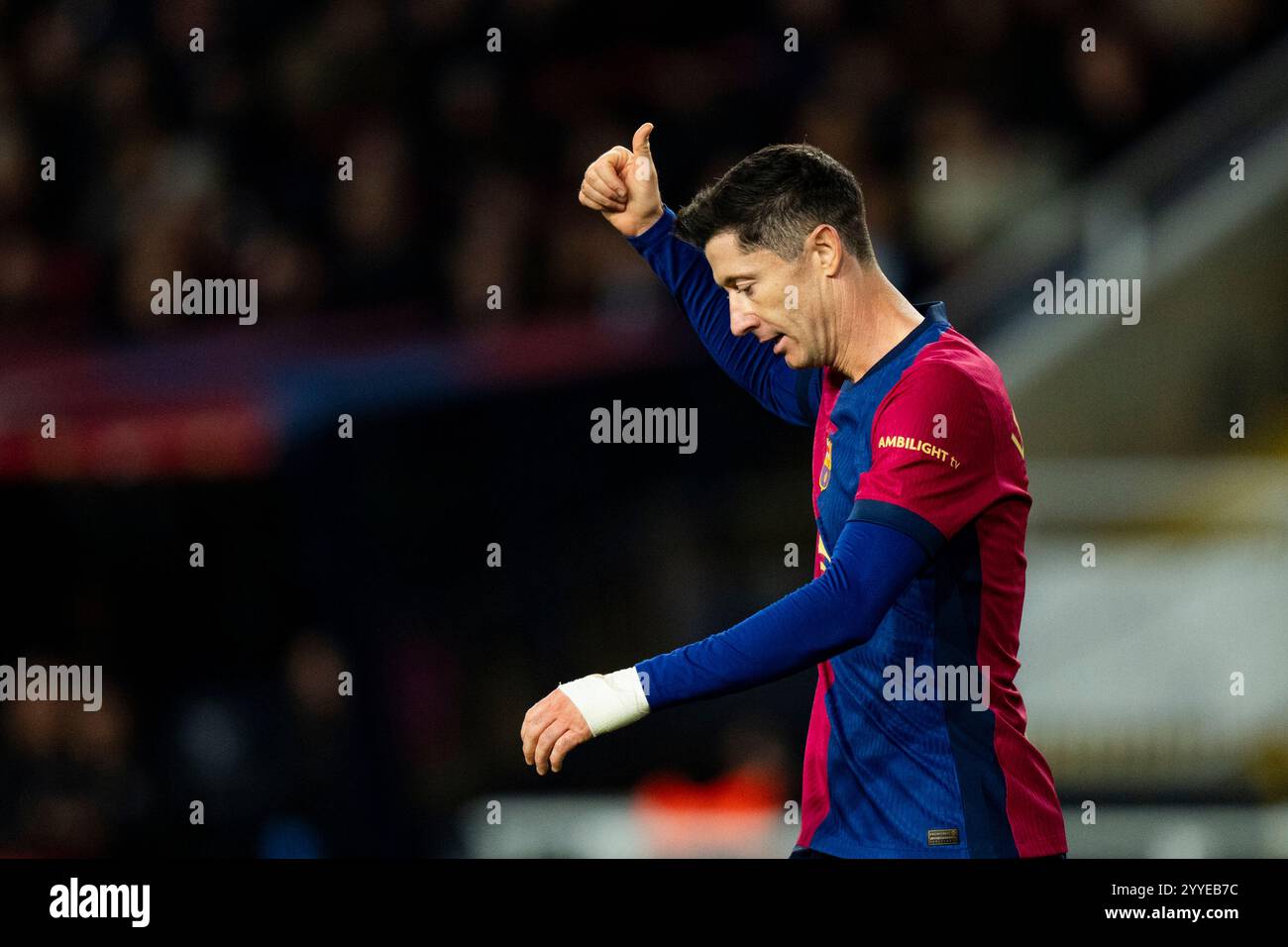 Robert Lewandowski (FC Barcelona) reacts during La Liga football match ...