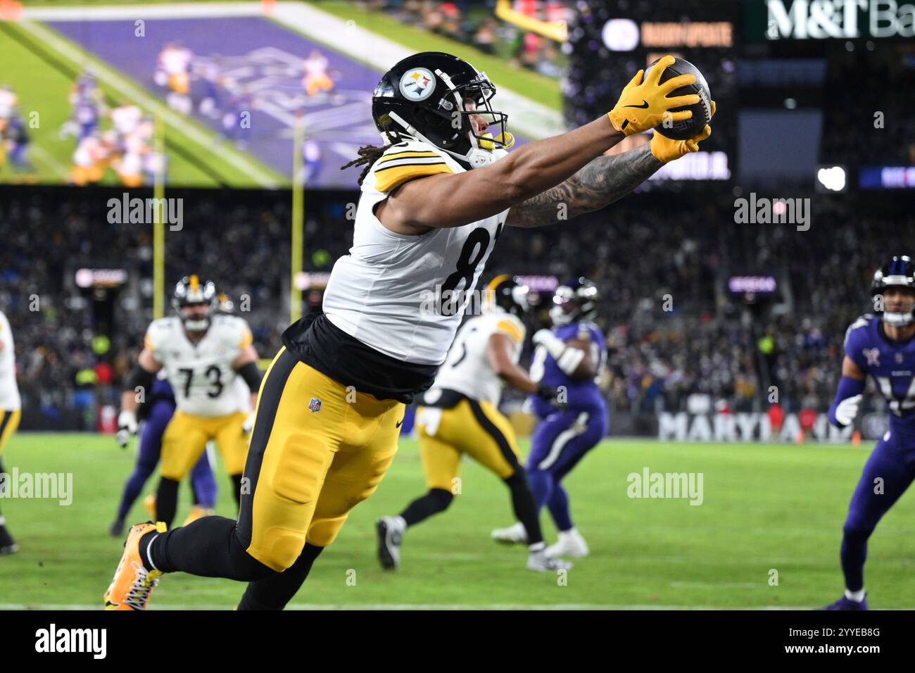 Pittsburgh Steelers tight end MyCole Pruitt (81) catches the ball for a ...