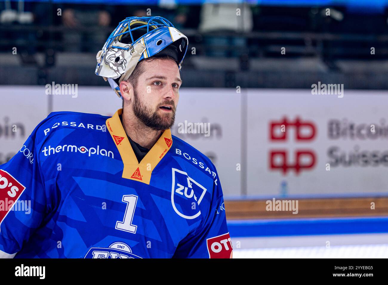 Goalkeeper Tim Wolf #1 (EV Zug) - 21.12.2024 - National League, Regular ...