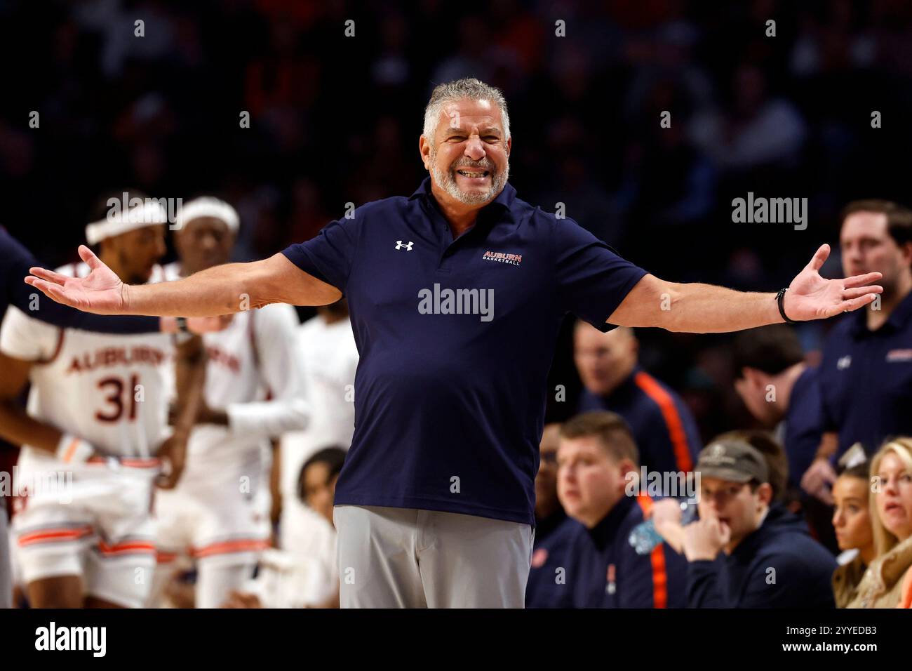 Auburn Head Coach Bruce Pearl Reacts To A Call During The First Half Of