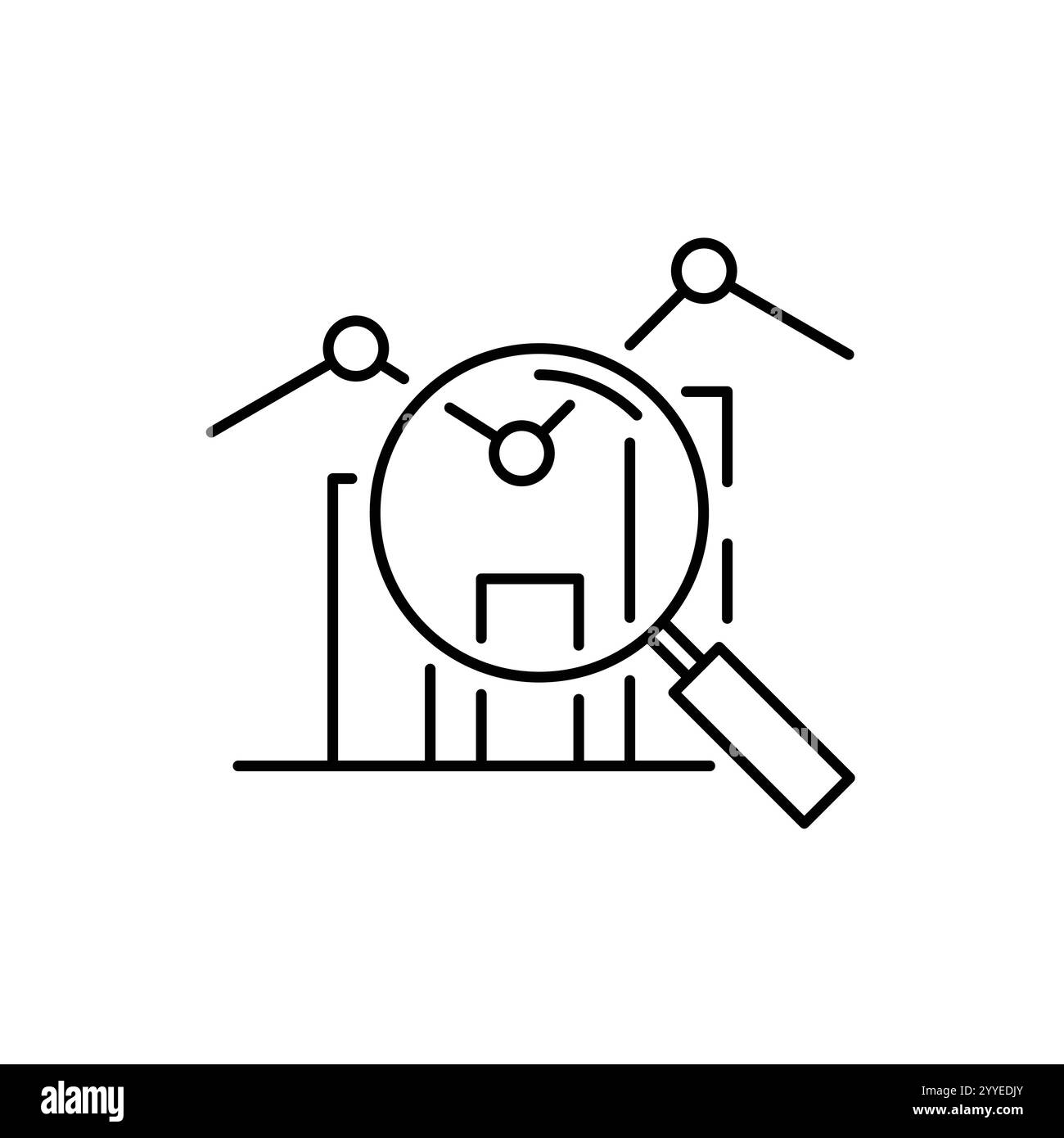 research icon, analyze business linear sign isolated on white ...