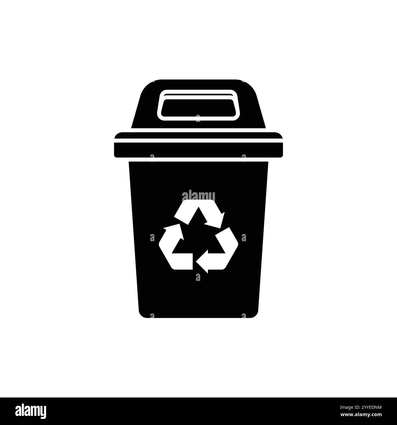 Trash can icon with recycle sign. Garbage bin or basket with recycling ...