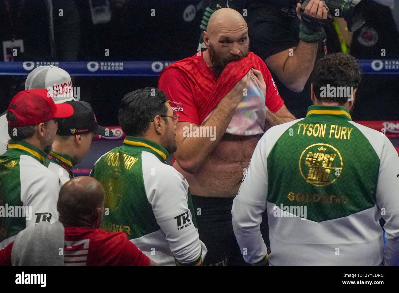 Britain's Tyson Fury reacts after losing to Ukraine's Oleksandr Usyk in a WBA, WBO, and WBC ...