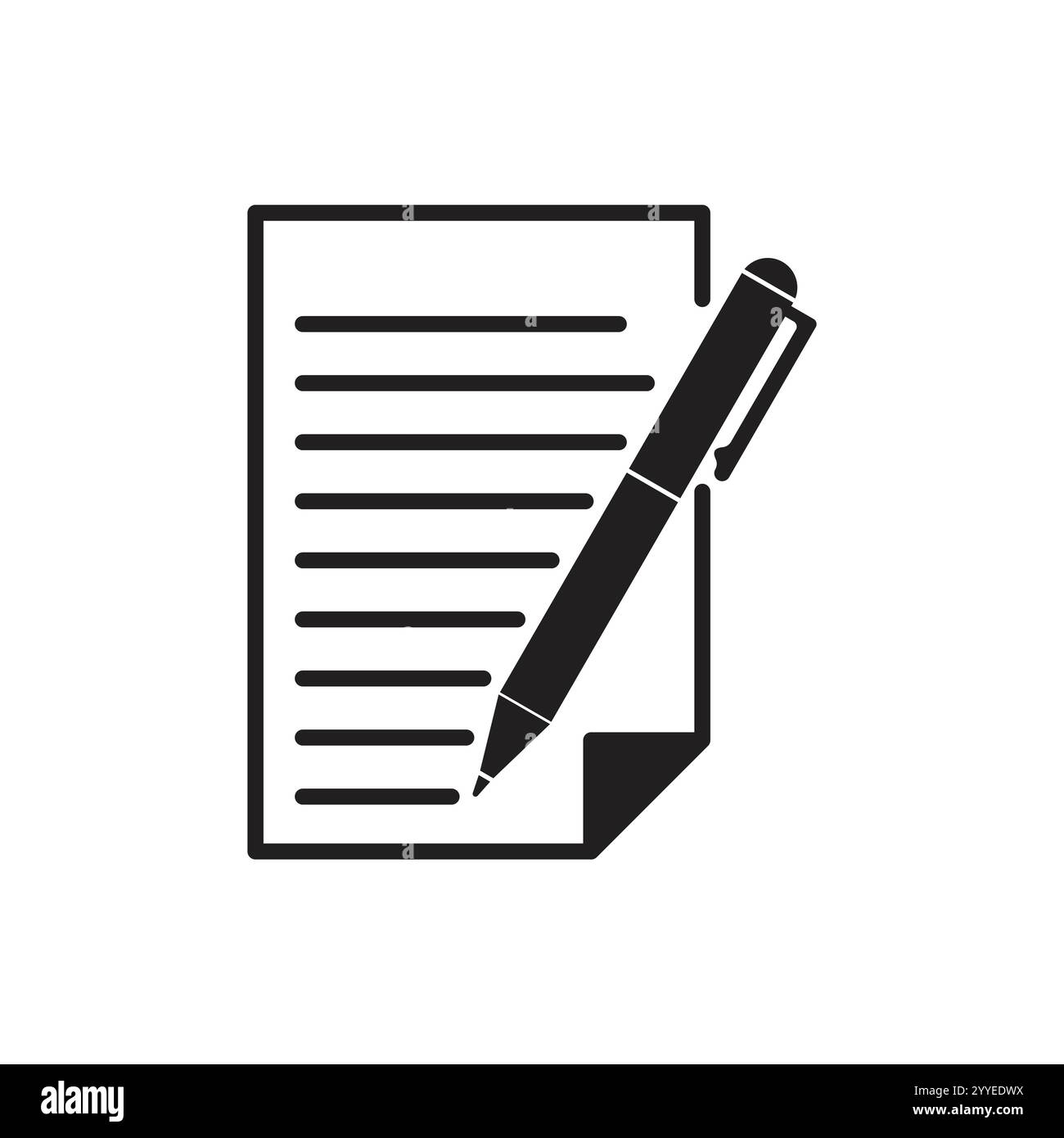 Notepad Symbol. Simple Flat Icon Of Paper And Pen. Notebook With Some ...