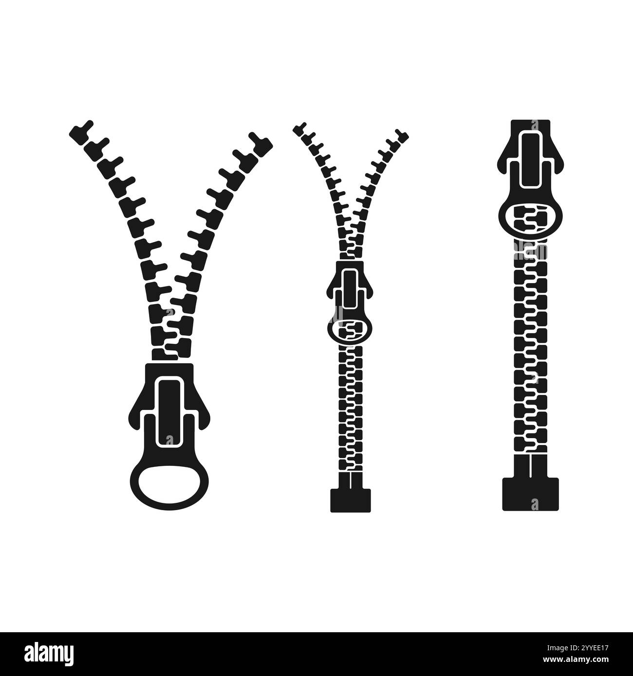 Zipper. Closed and open zip icon set. Vector illustration Stock Vector Image & Art - Alamy