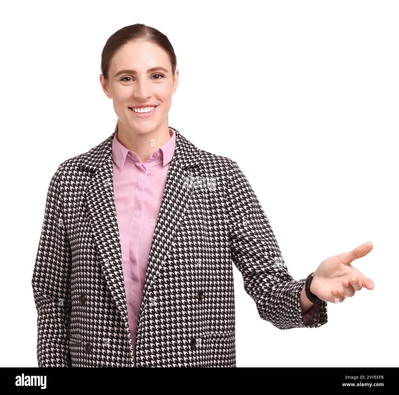 Portrait of banker in jacket on white background Stock Photo - Alamy