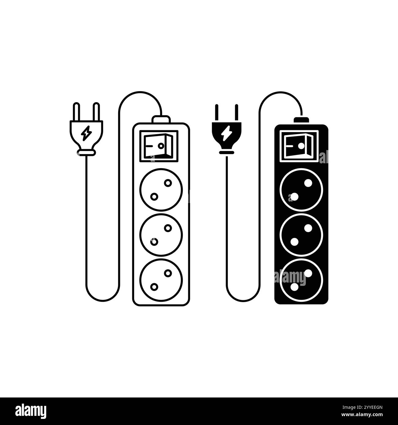Electric socket vector icon set. Cable network filter symbol Stock ...