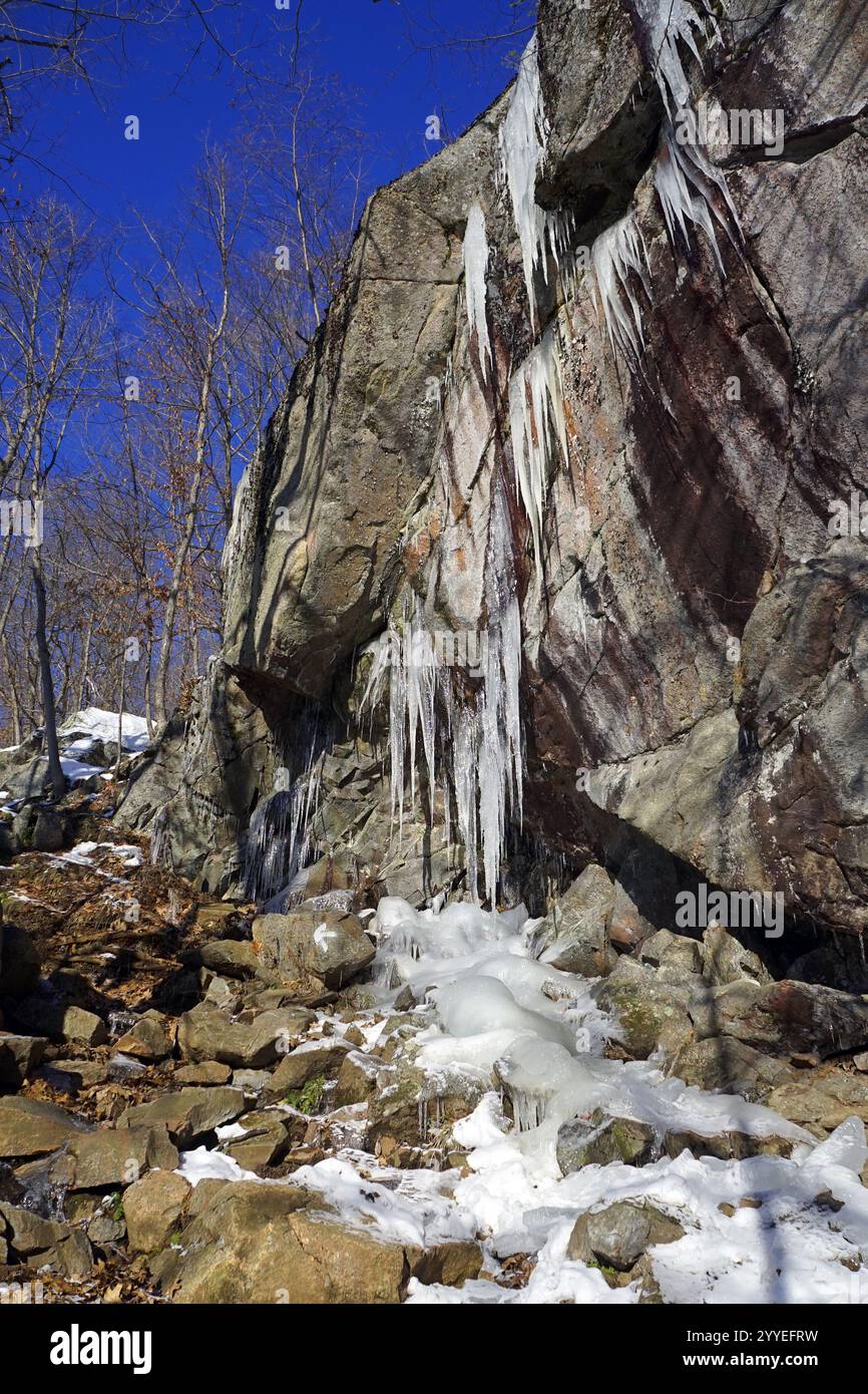 Large icicles on a cliff face in mid-winter Stock Photo - Alamy