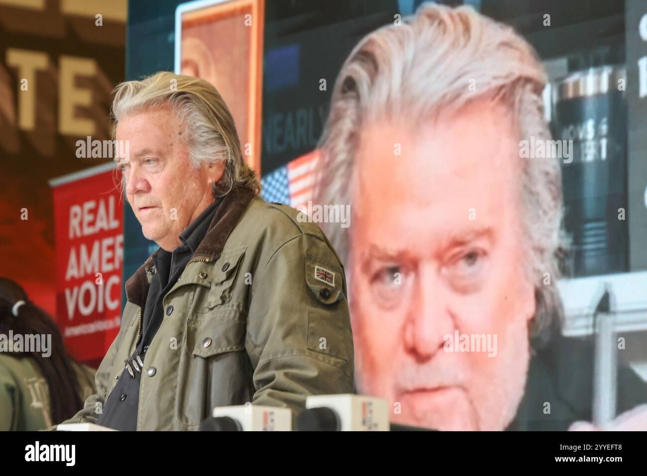 Phoenix, USA. 21st Dec, 2024. Steve Bannon does a live podcast on Real ...