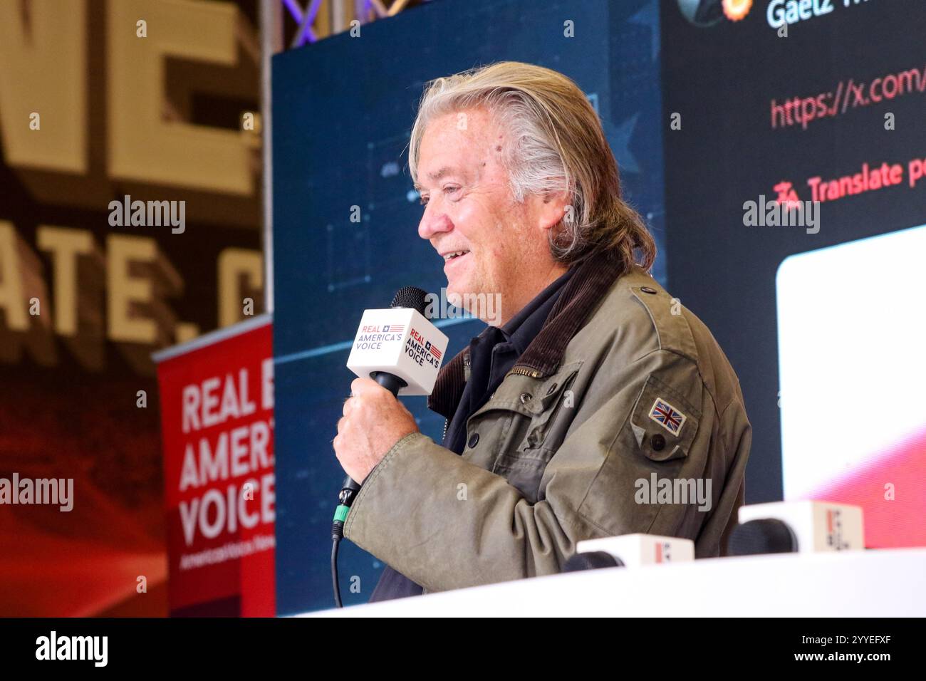 Phoenix, USA. 21st Dec, 2024. Steve Bannon does a live podcast on Real ...