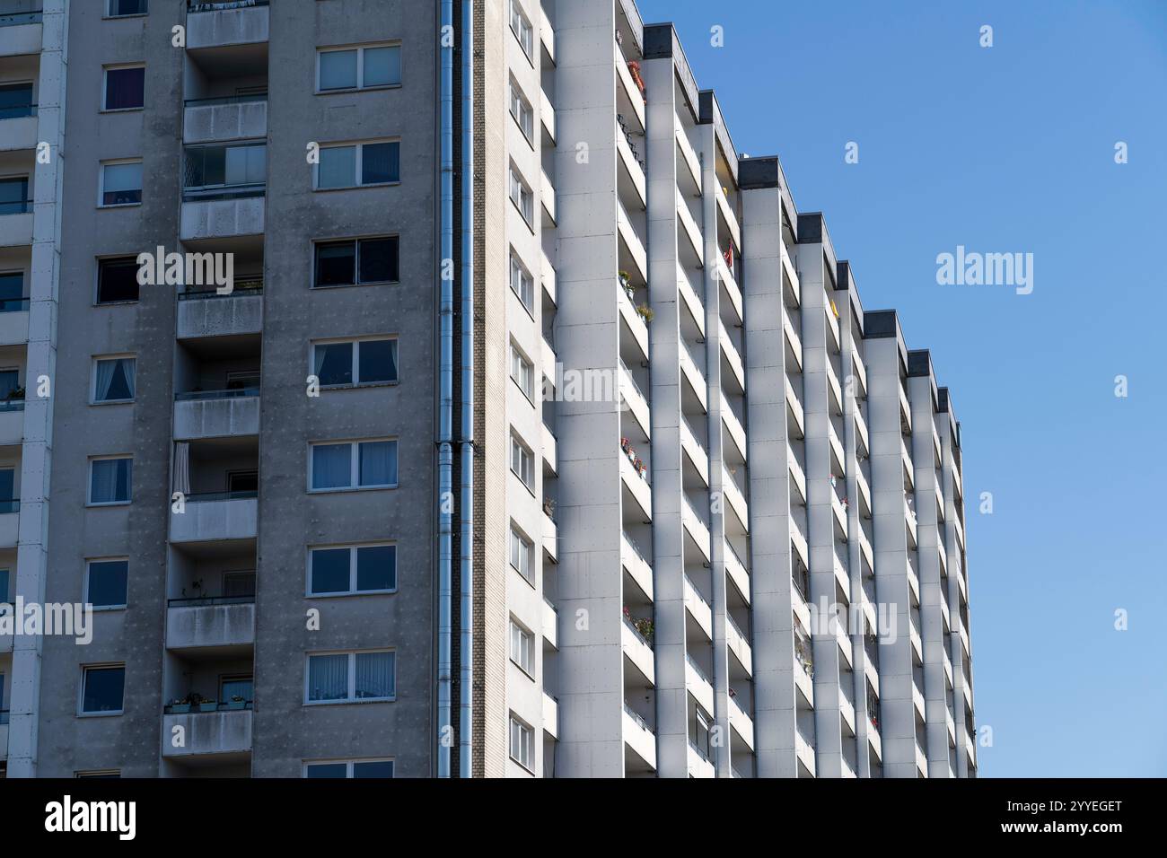 German 70's Residential Apartment Building with Balconies under Clear ...
