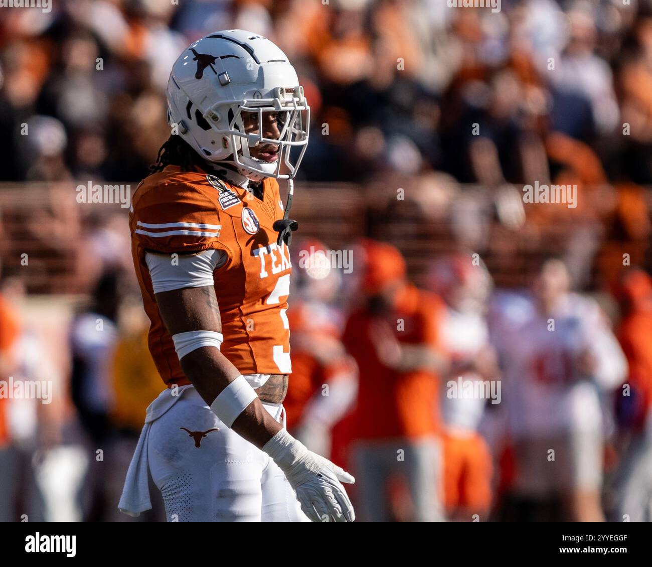 Dec 21, 2024. Jaylon Guilbeau #3 of the Texas Longhorns in action vs the Clemson Tigers at DKR ...