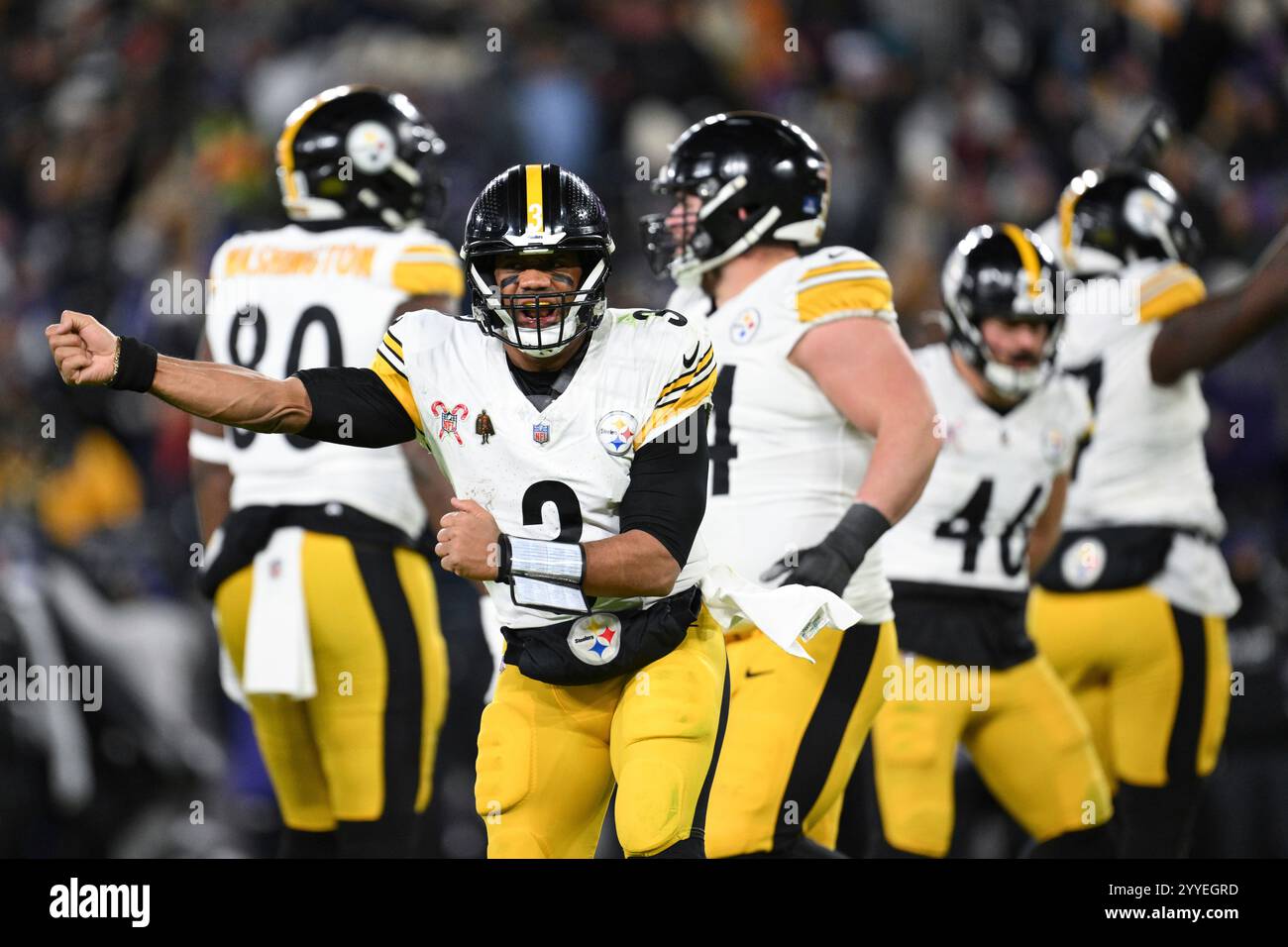 Pittsburgh Steelers quarterback Russell Wilson (3) celebrates his ...