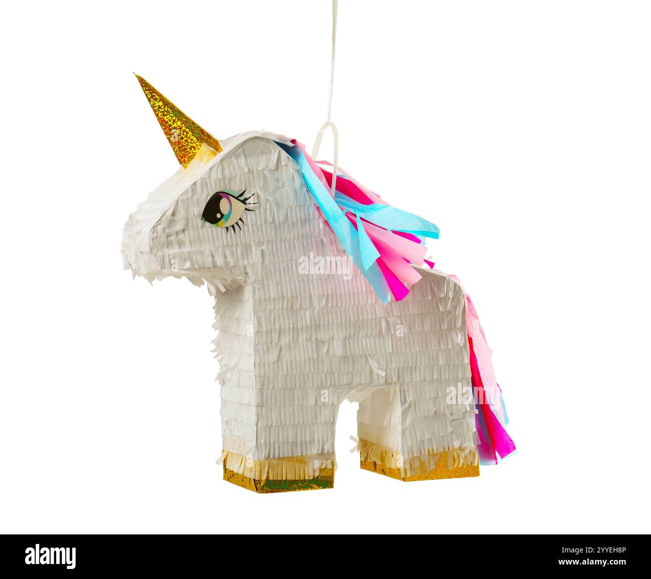 Colorful unicorn shaped pinata isolated on white Stock Photo - Alamy