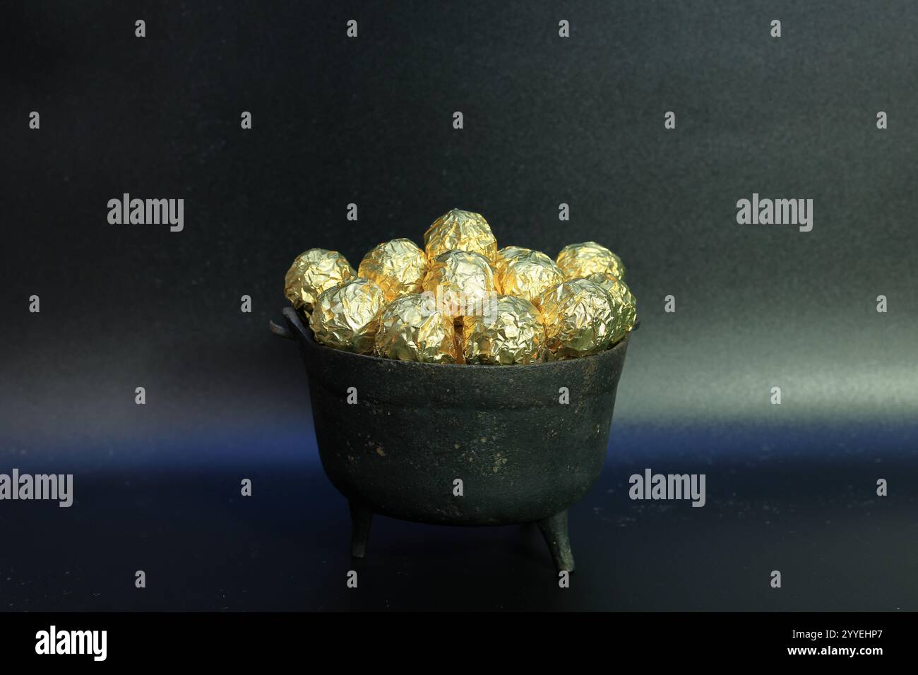 Leprechaun's Pot Of Gold On A Simple Black Background For St. Patrick's ...