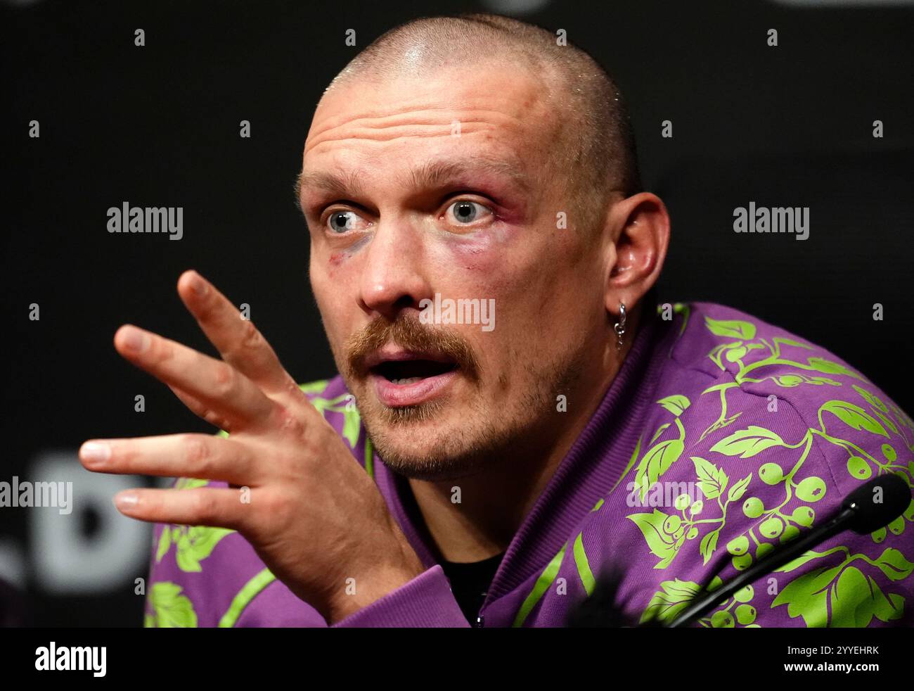 Oleksandr Usyk during a press conference following his victory over ...