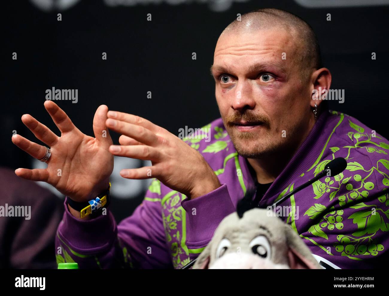 Oleksandr Usyk during a press conference following his victory over ...