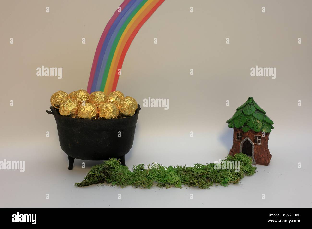 Leprechaun's Pot Of Gold On A Simple White Background For St. Patrick's ...