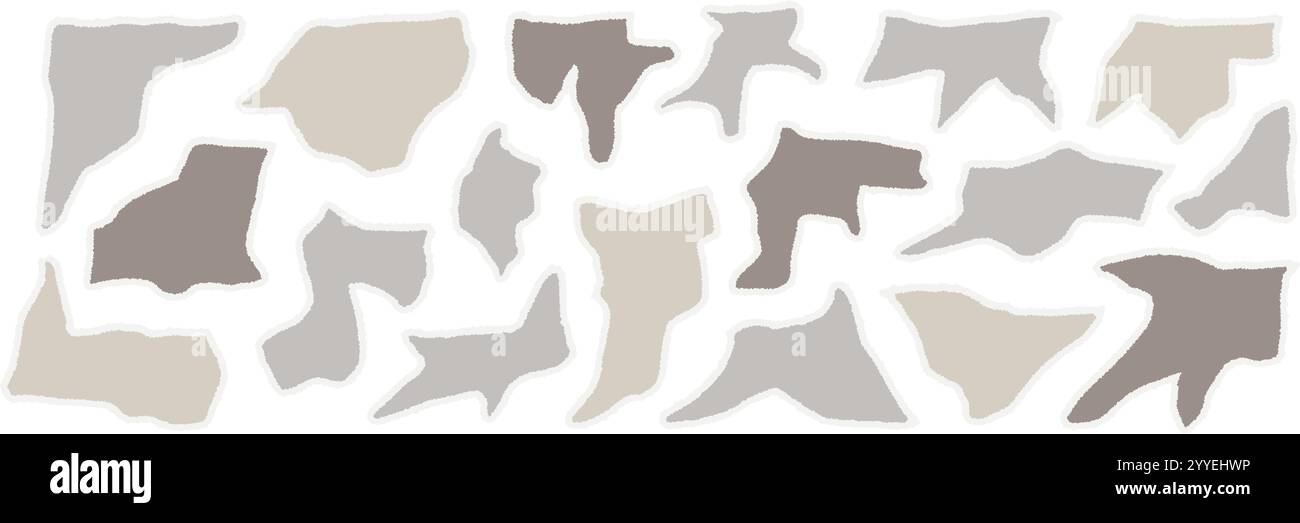 Torn paper pieces set with ripped edges and textured cutouts. Notebook ...