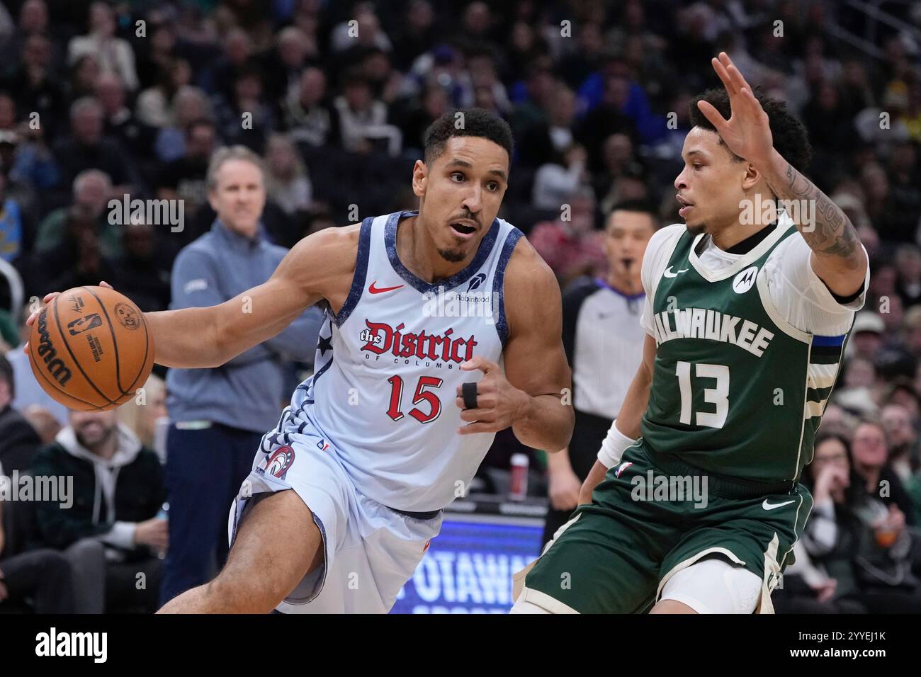 Washington Wizards' Malcolm Brogdon tries to get past Milwaukee Bucks ...