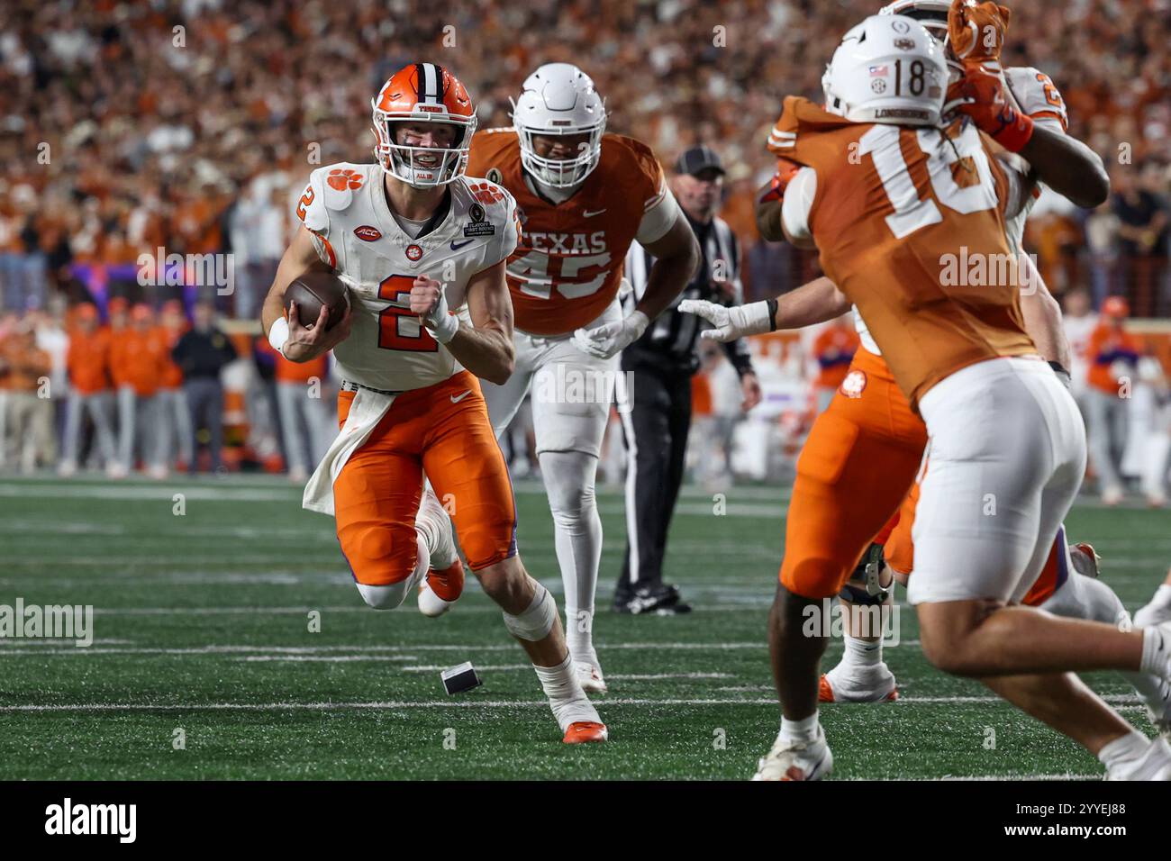 AUSTIN, TX - DECEMBER 21: Clemson Tigers quarterback Cade Klubnik (2) runs on a quarterback ...
