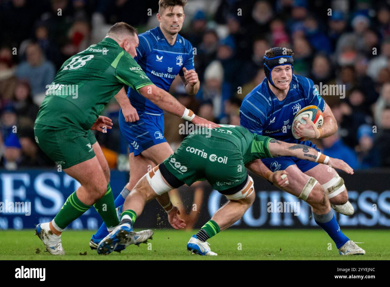 Dublin, Ireland. 22nd Dec, 2024. Ryan Baird of Leinster runs with the ...