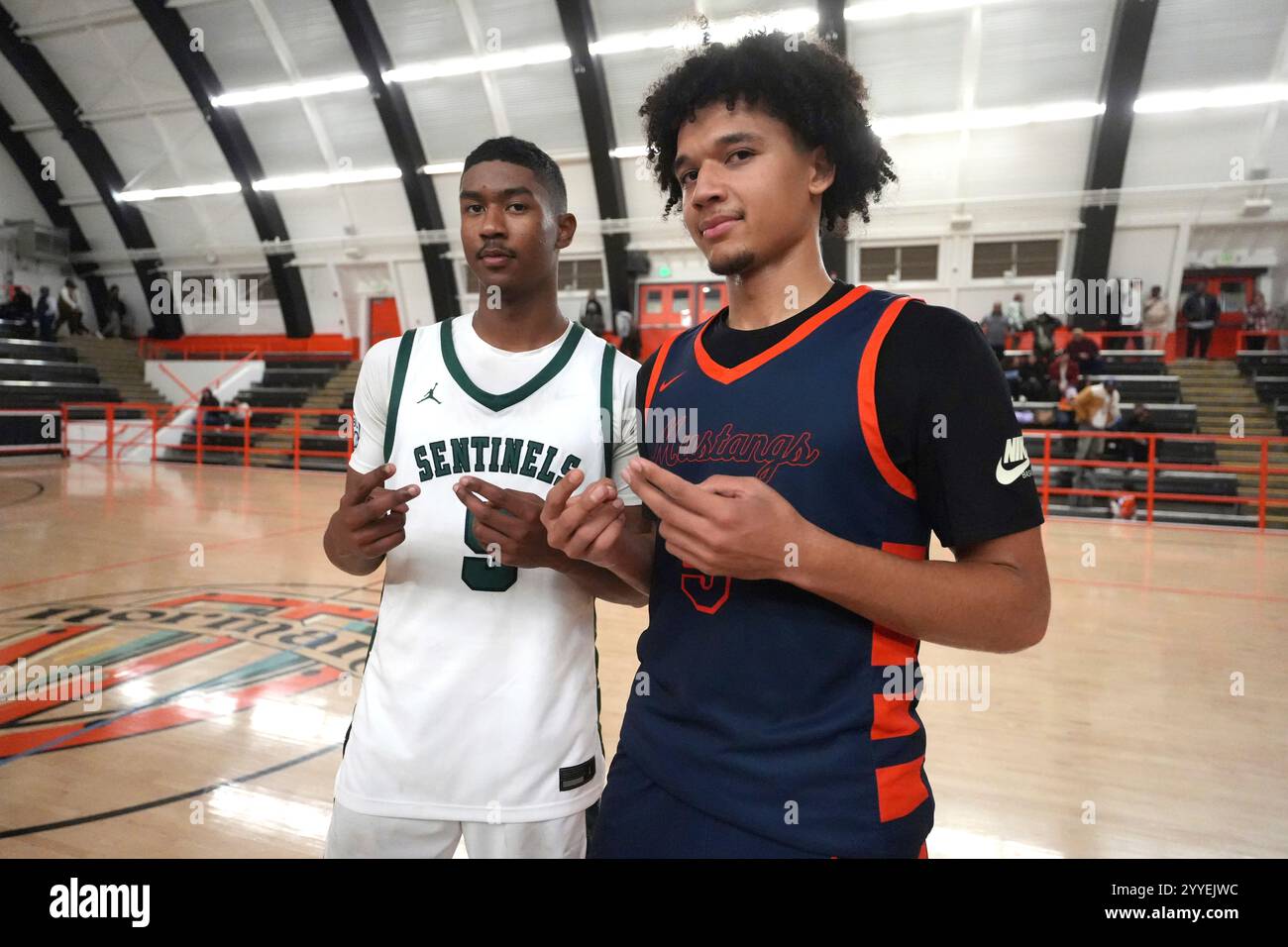 Inglewood guard Jason Crowe Jr. (left) and Eastvale Roosevelt guard ...