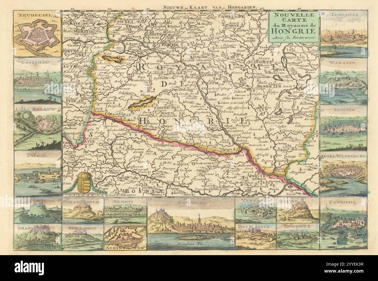 Vintage Map of the Hungarian Kingdom with border image of its ...