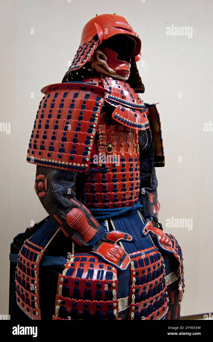 The red samurai armor suit of the daimyo (feudal lord) Ii Naosuke of ...
