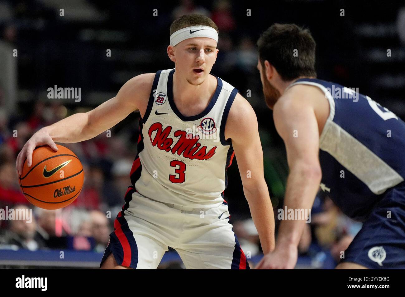 Mississippi guard Sean Pedulla (3) is challenged by a Queens of ...