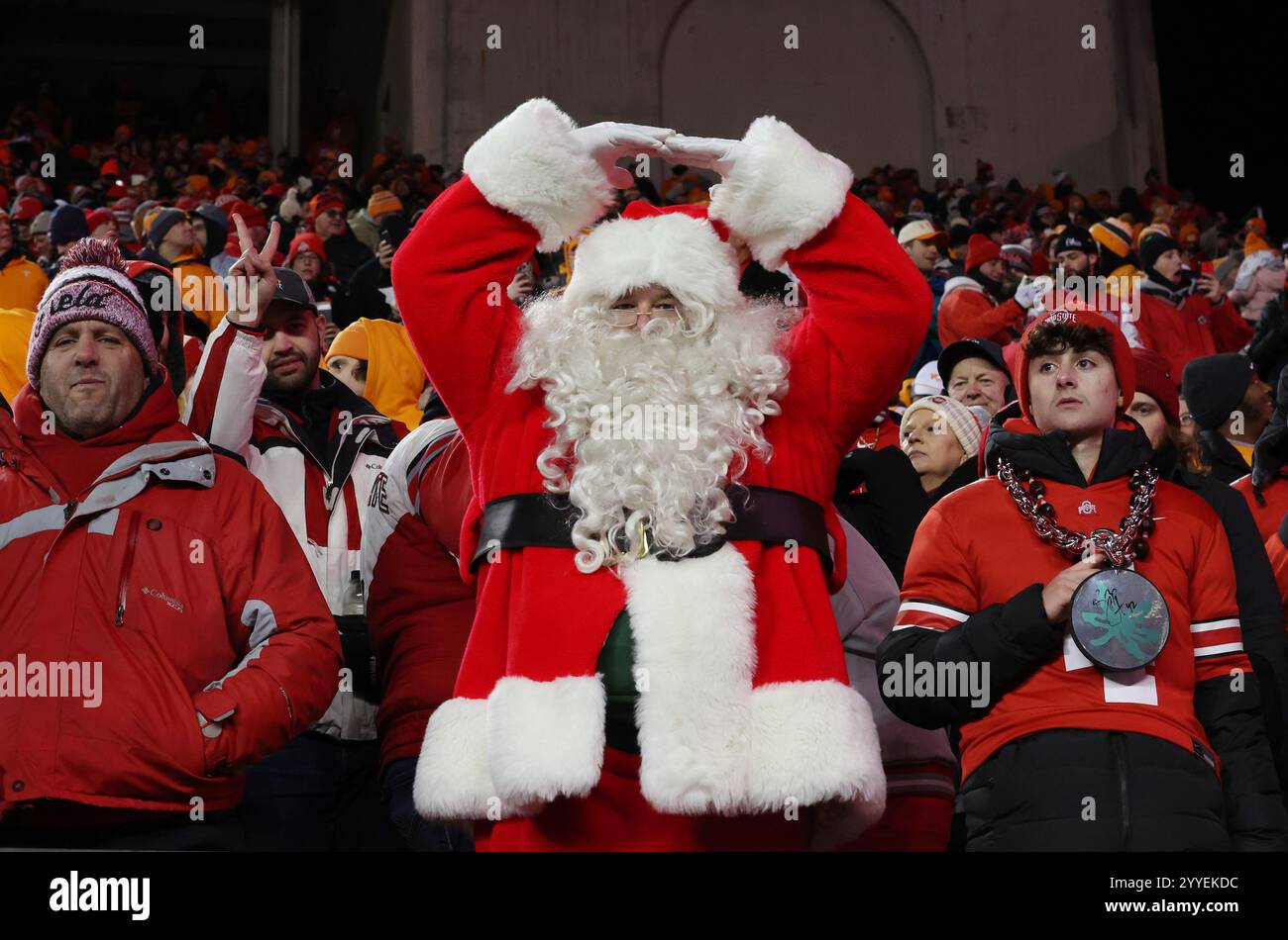 Columbus, United States. 21st Dec, 2024. A fan dressed as Santa Claus ...
