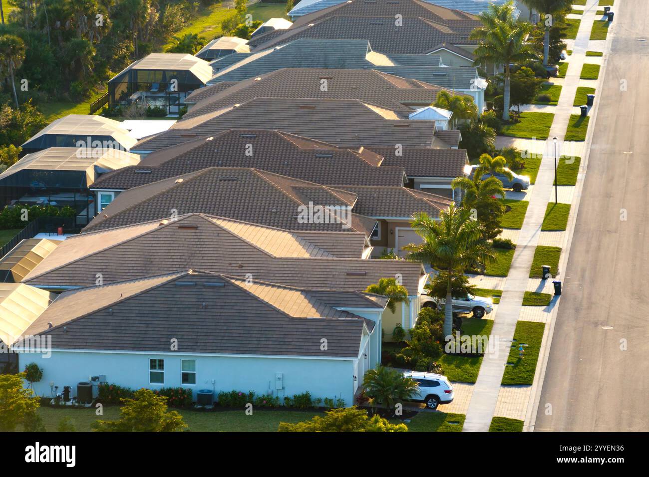 Aerial view of expensive residential houses in small town in southwest ...
