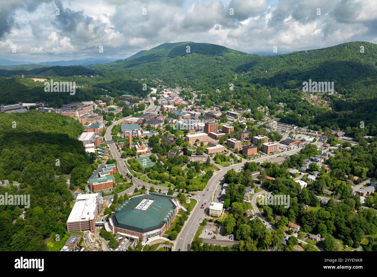 Boone, North Carolina. American architecture with streets and ...