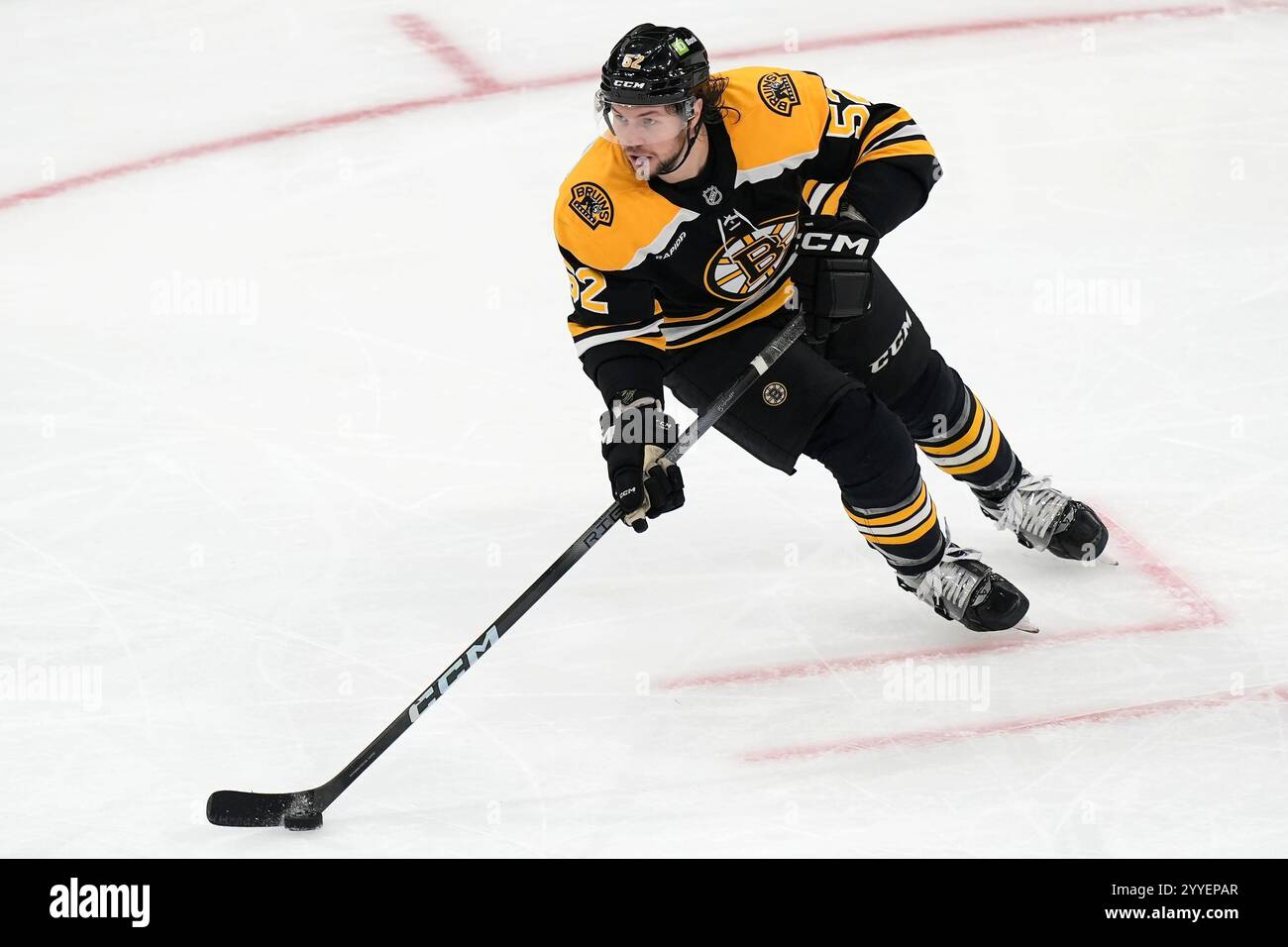 Boston Bruins' Andrew Peeke plays against the Buffalo Sabres during the second period of an NHL ...