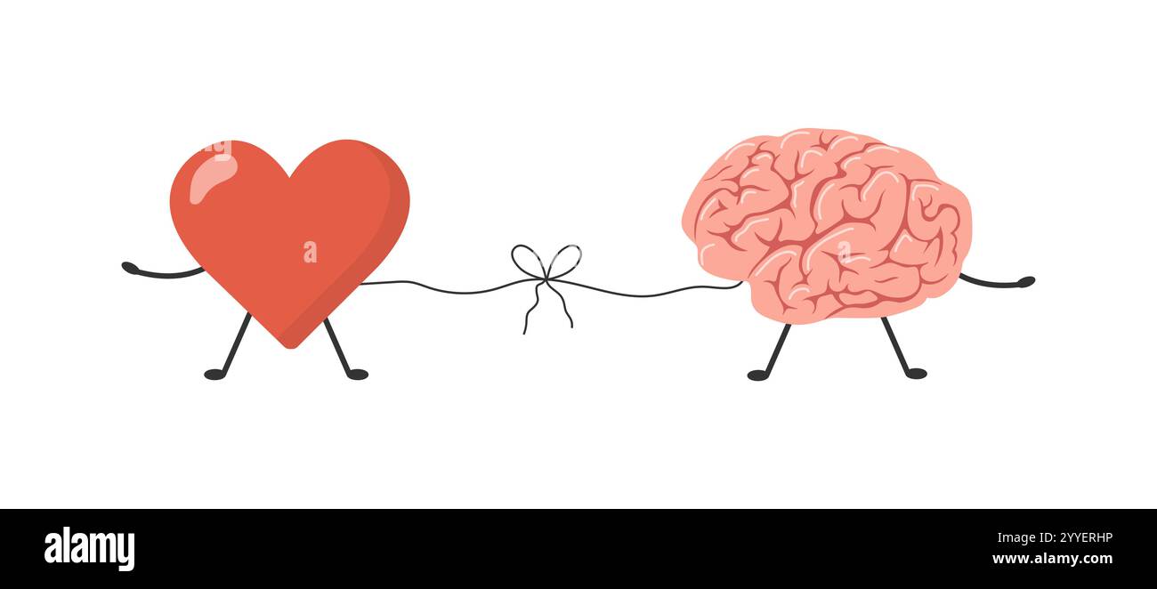 Heart and Brain Balance. Control feeling and emotion concept. Heart ...