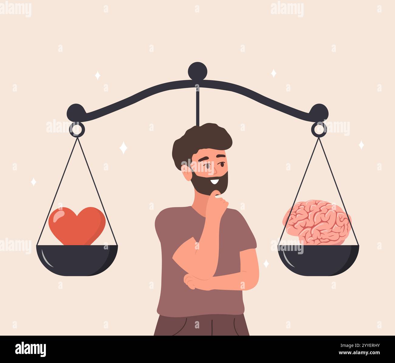 Balance between Brain and Heart. Mental and physical health concept ...