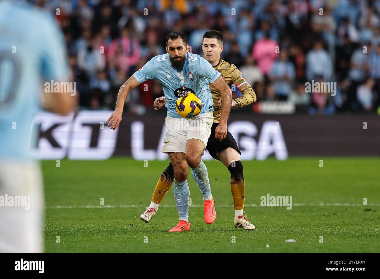 Vigo, Spain. 21st Dec, 2024. (L-R) Borja Iglesias (Celta), Igor Zubeldia (Sociedad) Football ...