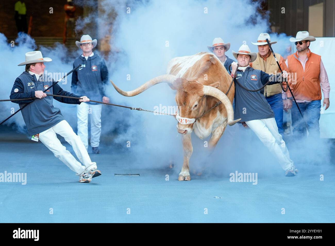 Austin, Texas. 21st Dec, 2024. Mascot handlers The Texas Silver Spurs ...