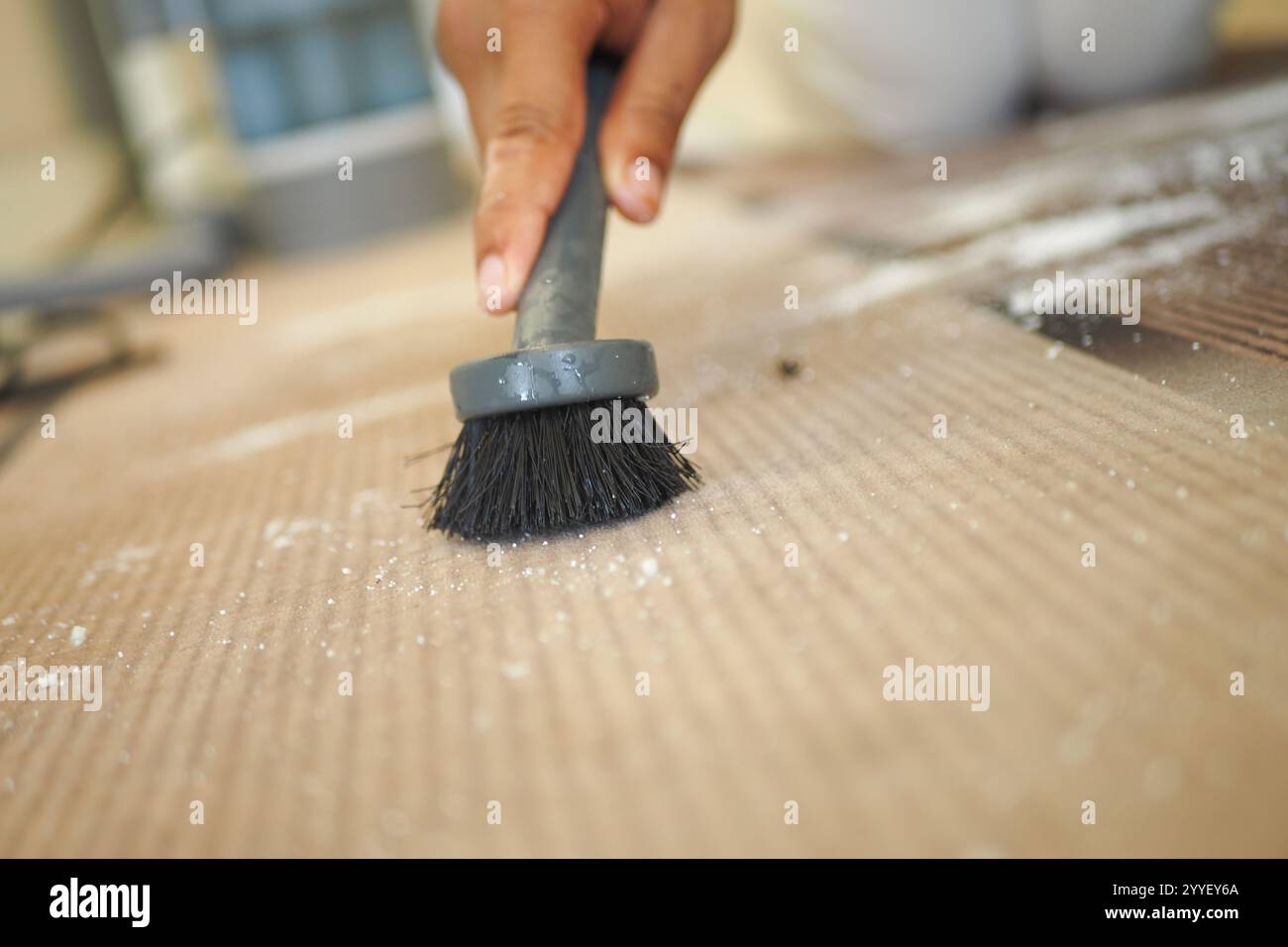 The cleaning process involves the thorough sweeping away of dust using ...