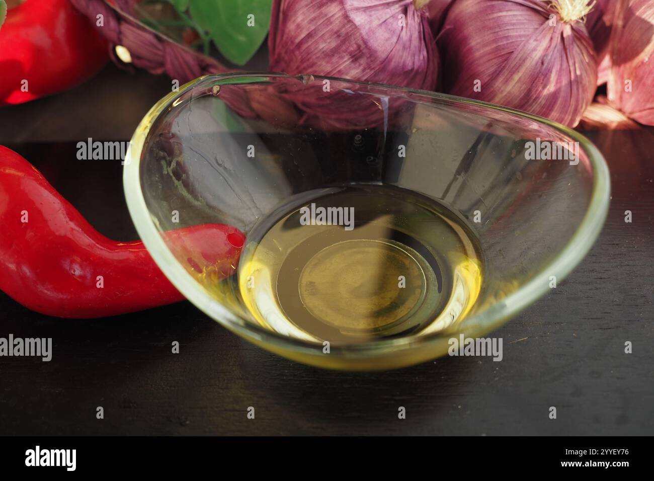 Mixed assorted ingredients with oil for cooking and meal prep Stock ...