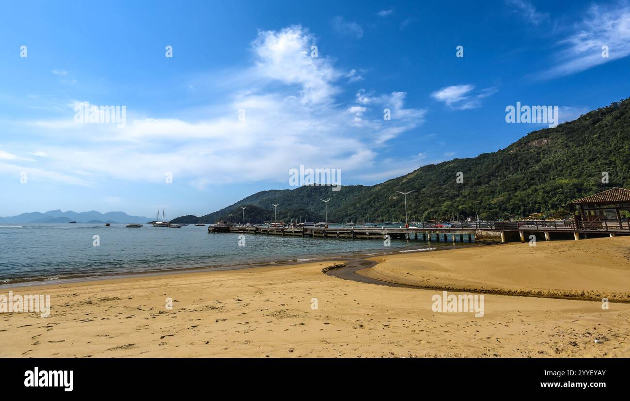 Golden Sands and Pier on a Brazilian Island Stock Photo - Alamy