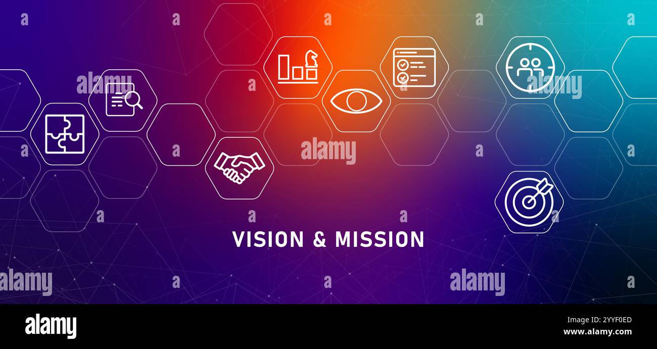 Vision and Mission company organization leadership icon with outline ...