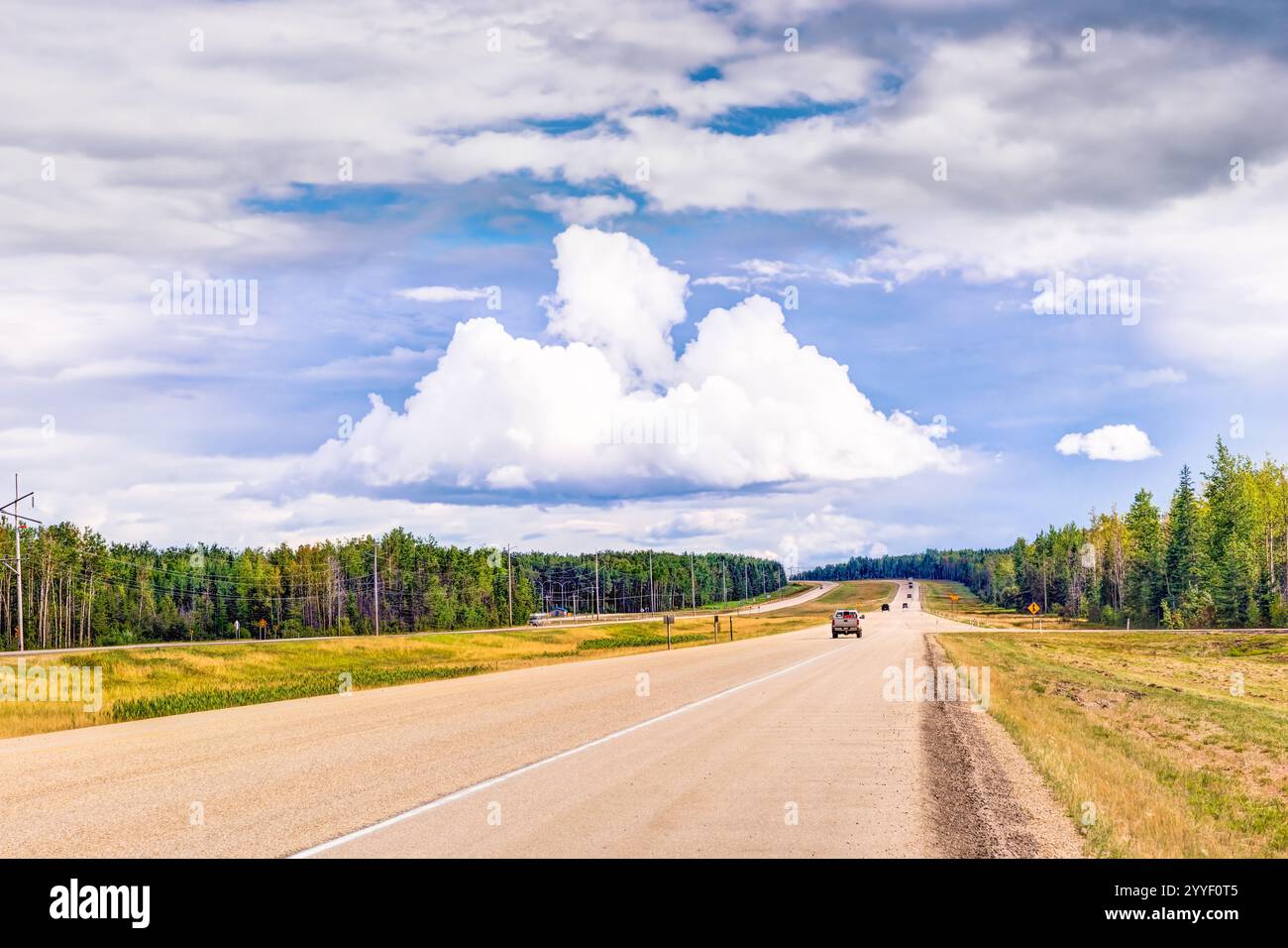 Alberta Provincial Highway No. 43 heading south with heavy clouds ...