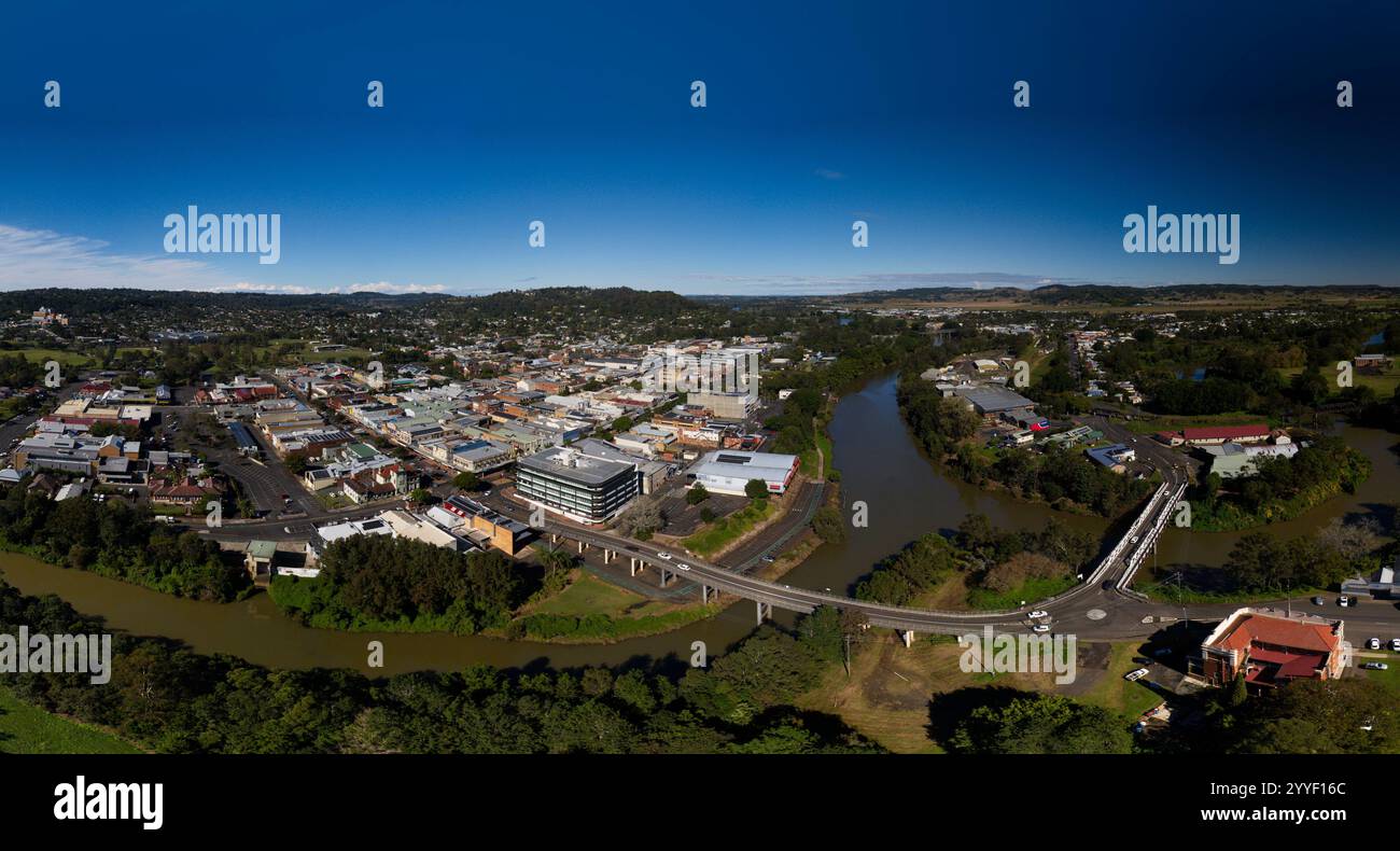 Aerial panorama of Lismore Northern Rivers New South Wales Australia ...