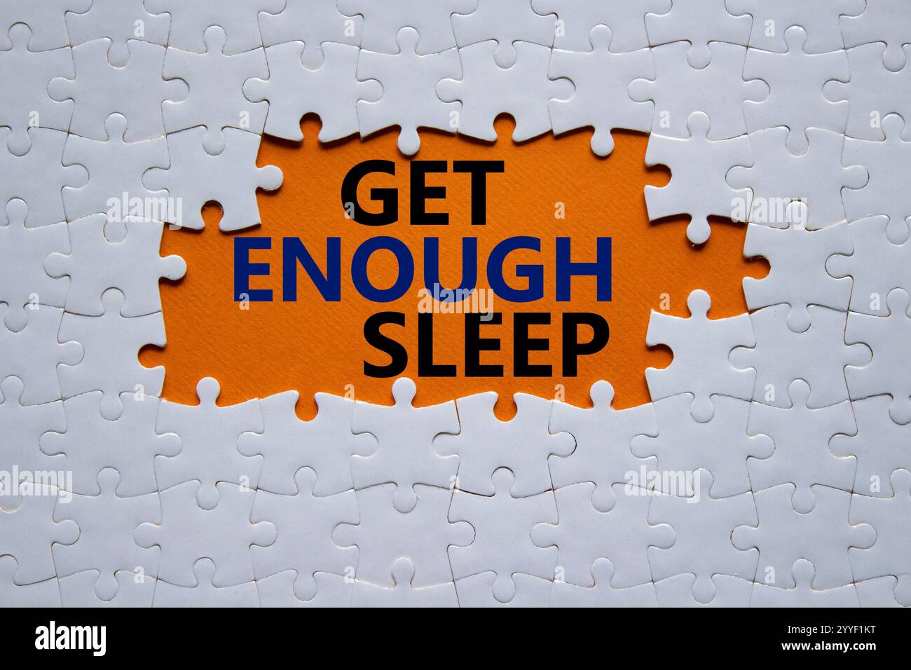 Get enough sleep symbol. White puzzle with words Get enough sleep ...
