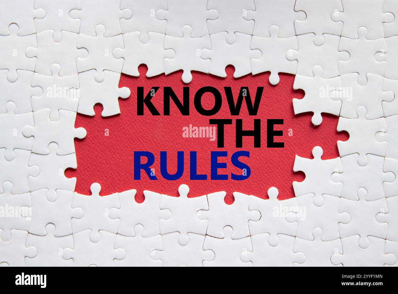Know the rules symbol. Concept words Know the rules on white puzzle ...